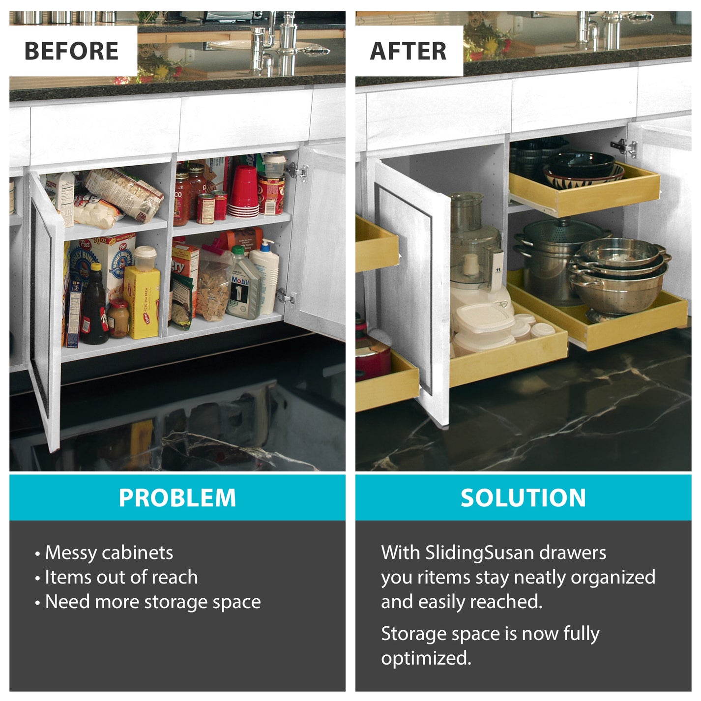 SlidingSusan™ Pull-Out Drawer Organizer | Soft-Close – Sliding Susan